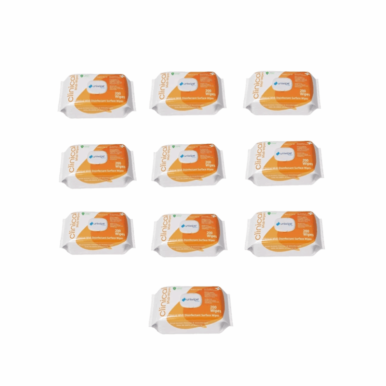 10 x Uniwipe Clinical Midi Disinfectant Surface Wipes 200 Pack Alcohol ...
