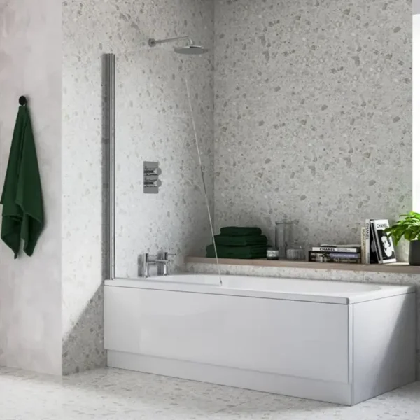 Eco Bathrooms 800x1400mm Sail Bath Screen 6mm Toughened Glass Chrome ...