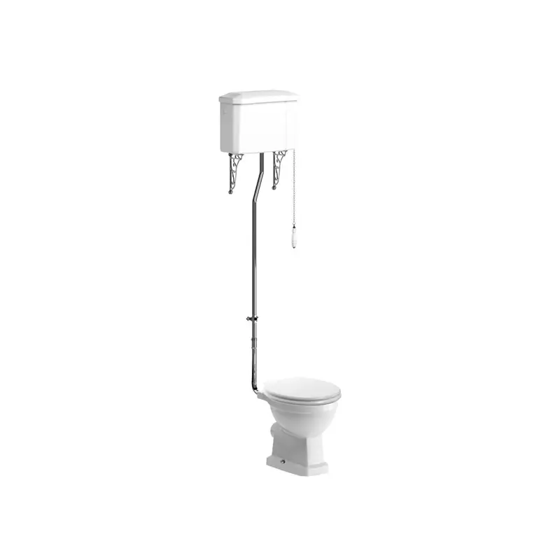 Eco Bathrooms Kingswell High Level WC with Satin White Wood Effect Soft ...