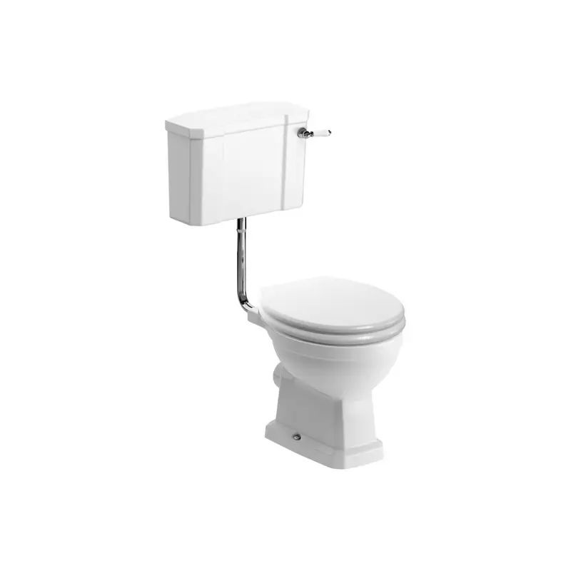 Eco Bathrooms Kingswell Low Level WC with Satin White Wood Effect Soft ...