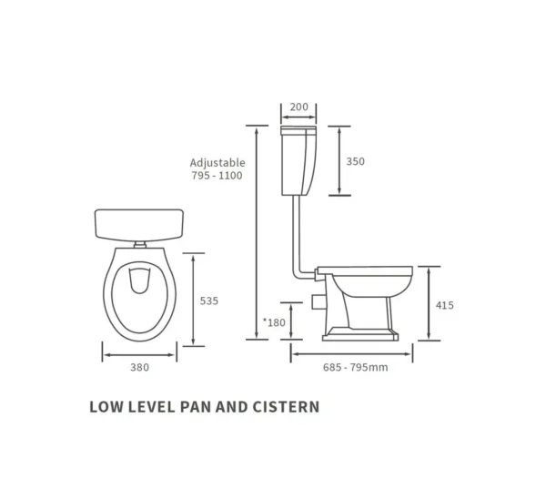 Eco Bathrooms Kingswell Low Level WC with Soft Close Seat & Brushed ...