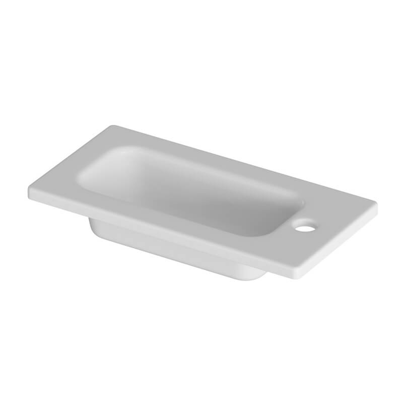 Eco Bathrooms Slim Vitreous China Inset Basin 450mm 1TH Right Hand Tap ...