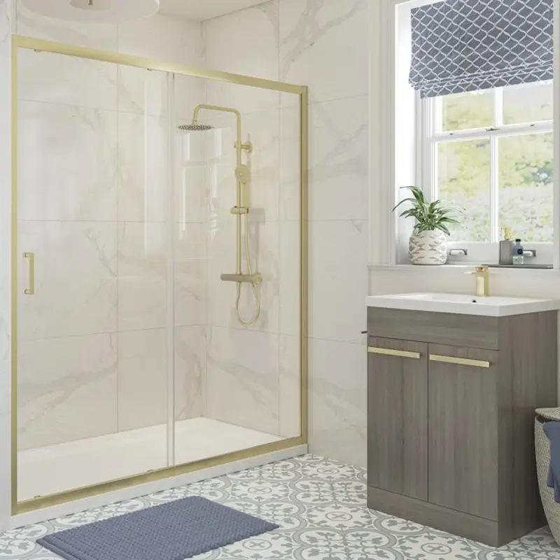 Eco Reflection Aurevia 1700mm Sliding Door Brushed Brass ECOB116180 ...