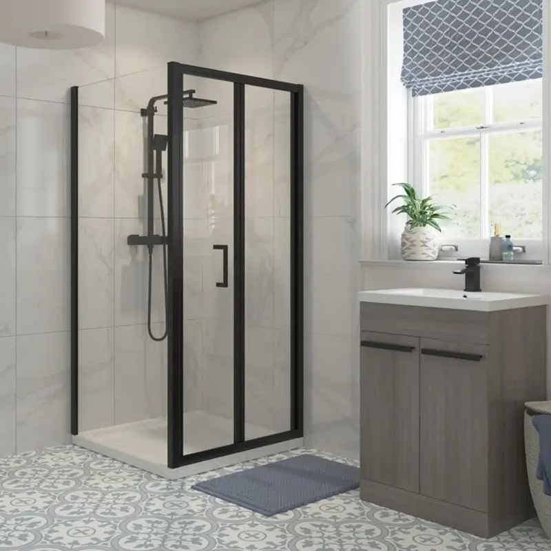 Eco Reflection Aurevia 1700mm Sliding Door Matt Black ECOB116175 - Eco ...