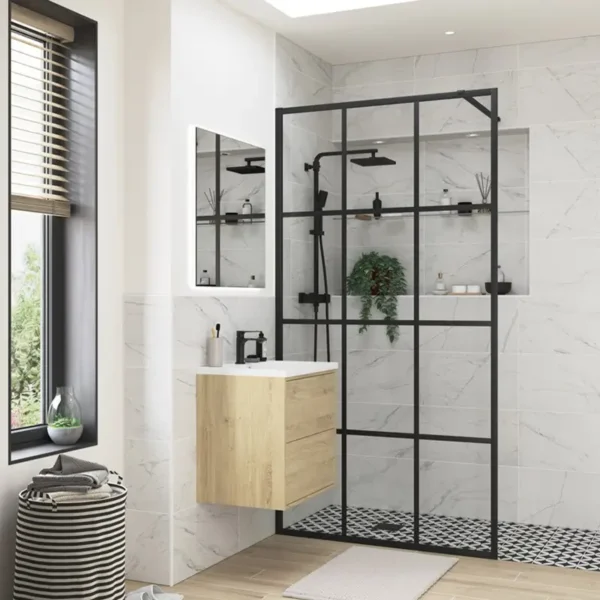 Eco Reflection Prestora 800mm Framed Wetroom Panel Black ECOB111392 ...